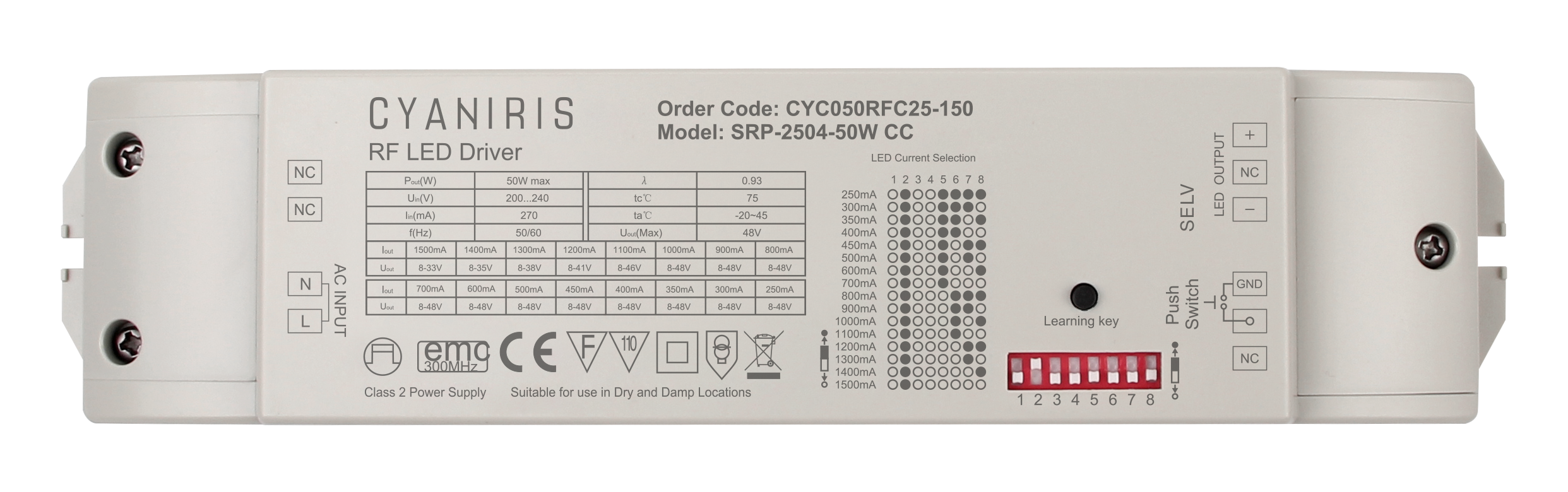 RF controlled LED driver, 50W - Kosnic